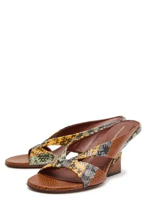 Dries Van Noten Patchwork Crocodile-effect Leather Mules