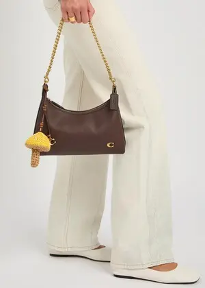 COACH Mushroom Leather And Straw Bag Charm