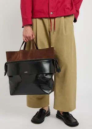 Loewe Large Suede And Leather Tote Bag