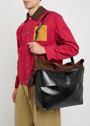 Loewe Large Suede And Leather Tote Bag