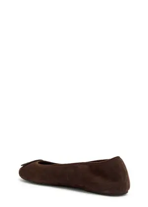 Tory Burch Reva Suede Ballet Flats - Brown