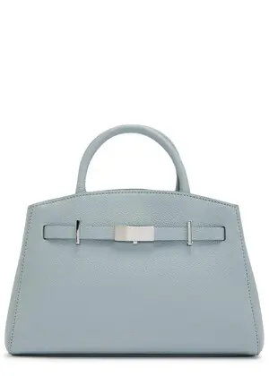 DEMELLIER The Hudson Small Grained Leather Top Handle Bag - Blue
