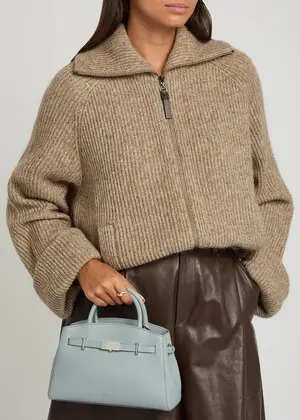DEMELLIER The Hudson Small Grained Leather Top Handle Bag - Blue
