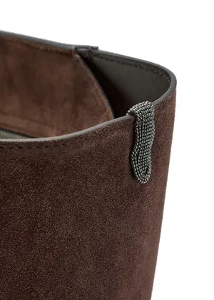 Brunello Cucinelli Bead Medium Suede Tote