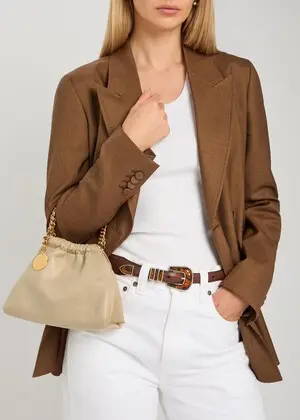 Stella McCartney Falabella Mini Drawstring Faux Suede Top Handle Bag