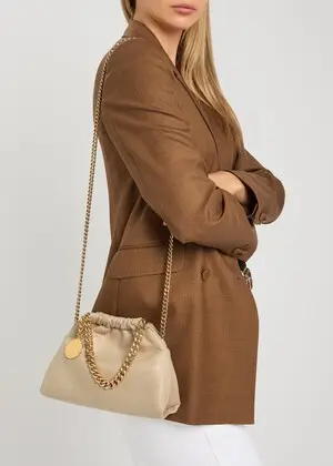 Stella McCartney Falabella Mini Drawstring Faux Suede Top Handle Bag