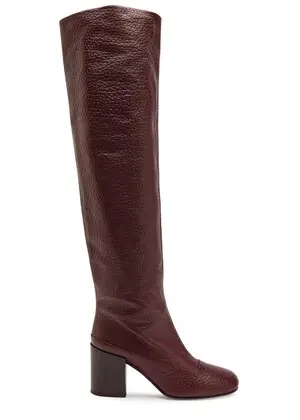 Dries Van Noten 75 Grained Leather Over-the-knee Boots - Burgundy