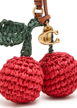 COACH Cherries Leather And Straw Bag Charm