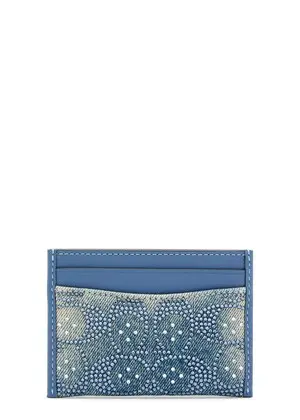 COACH Embellished And Leather Card Holder - Denim