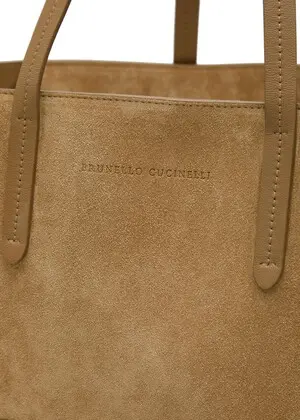 Brunello Cucinelli Bead Medium Suede Tote