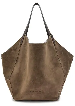 Brunello Cucinelli Reversible Suede Tote - Beige