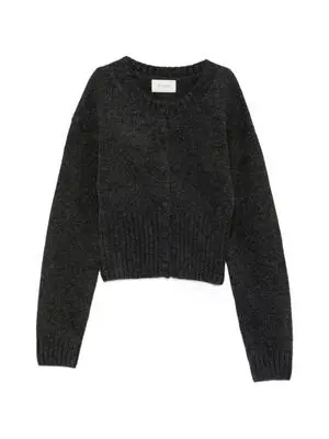 ST. AGNI Ribbed-knit Cropped Cardigan - Grey