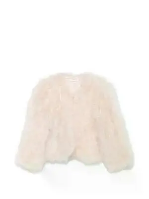 LISKA Marabou-feather Jacket - Neutrals