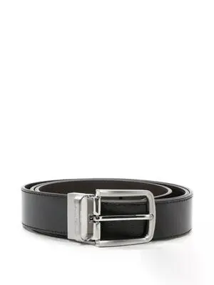 Emporio Armani Logo-engraved Leather Belt - Black