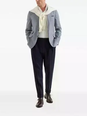 Brunello Cucinelli Cashmere And Silk Houndstooth Flannel Deconstructed Cavallo Blazer