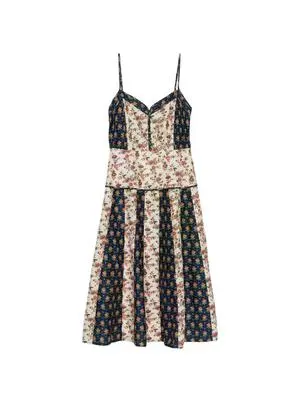Polo Ralph Lauren Floral Print Paneled Midi Dress - Blue