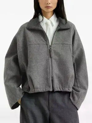 Brunello Cucinelli Hand-crafted Virgin Wool Double Cloth Bomber Jacket With Monili Zipper Detail
