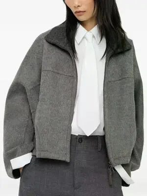 Brunello Cucinelli Hand-crafted Virgin Wool Double Cloth Bomber Jacket With Monili Zipper Detail