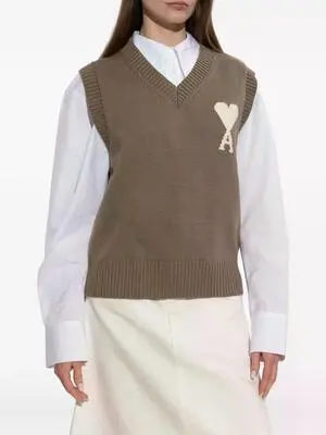 AMI Paris V-neck Sleeveless Sweater