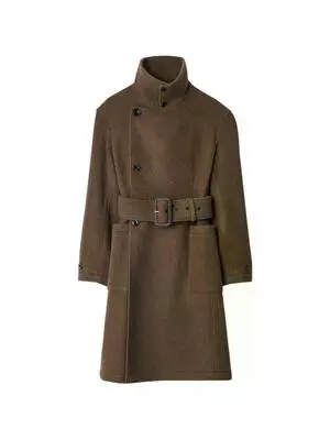 LEMAIRE Fitted Wrap Coat In Felted Wool And Alpaca Blend - Brown
