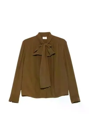 Saint Laurent Lavallière Silk Blouse - Brown