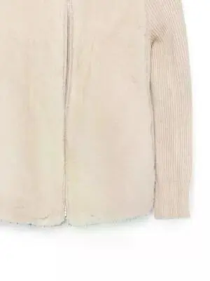 LISKA Fur-panelled Ribbed-knit Jacket