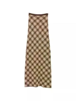 AYA MUSE Kae Checkered Maxi Skirt - Brown