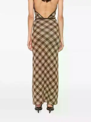 AYA MUSE Kae Checkered Maxi Skirt - Brown