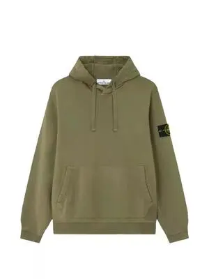 Stone Island 6100062 Organic Cotton Fleece Hooded Sweatshirt - Green