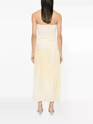 ST. AGNI Ribbed Strapless Midi Dress With Balloon Hem