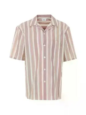Saint Laurent Cassandre Striped Short-sleeve Shirt - Brown