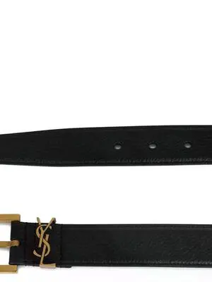 Saint Laurent Logo Plaque Belt - Black