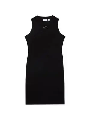 Off-White Off Stamp Ribbed Round-neck Mini Dress