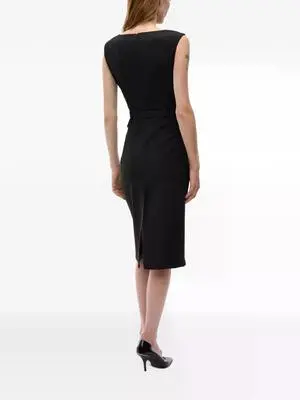 Pinko Belted Sleeveless Midi Sheath Dress - Black