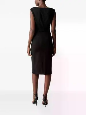 Pinko Belted Sleeveless Midi Sheath Dress - Black