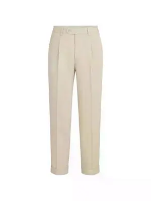 Brunello Cucinelli Cotton And Virgin Wool Gabardine Trousers With Pleat - Neutrals