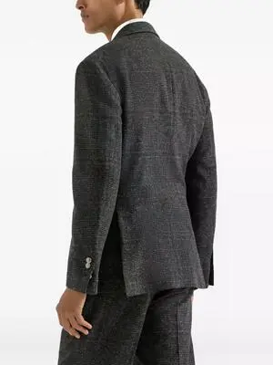 Brunello Cucinelli Silk, Wool And Cashmere Prince Of Wales Flannel Deconstructed Blazer - Grey