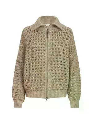 Brunello Cucinelli Virgin Wool And Cashmere Sequined Net Cardigan