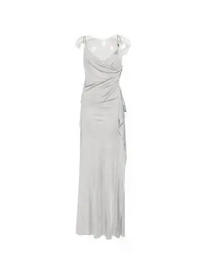 Versace Sleeveless Draped Gown - Grey