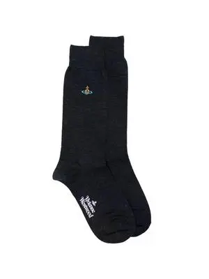 VIVIENNE WESTWOOD Orb-embroidered Calf-length Socks - Blue