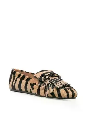 STUART WEITZMAN Fringe-detail Zebra-print Loafers