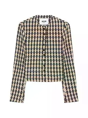 MSGM Diamond-pattern Button-up Jacket - Neutrals