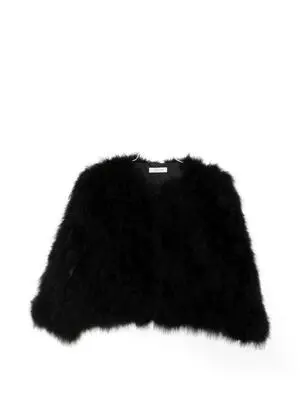 LISKA Marabou-feather Jacket - Black