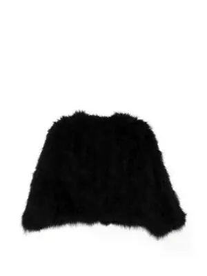 LISKA Marabou-feather Jacket - Black