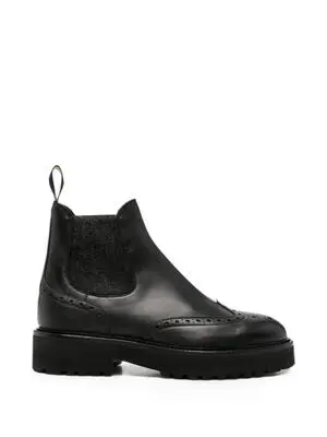 DOUCAL'S Brogue Detail Chelsea Boots - Black