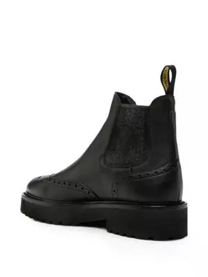 DOUCAL'S Leather Brogue Detail Chelsea Boots