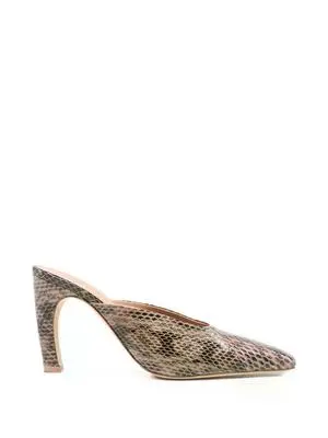 MALONE SOULIERS Snakeskin Effect Mules - Brown
