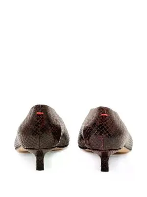 AeydĒ Clara Snake-effect Pointed-toe Pumps - Neutrals
