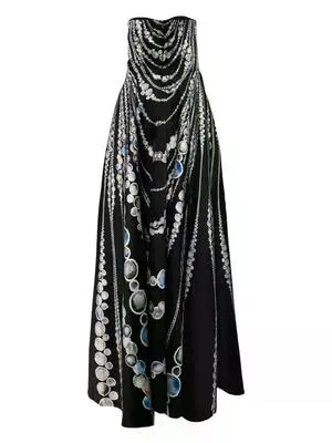 SAIID KOBEISY Graphic-print Mikado Gown