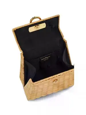 FERRAGAMO Woven Wicker Tote Bag - Neutrals